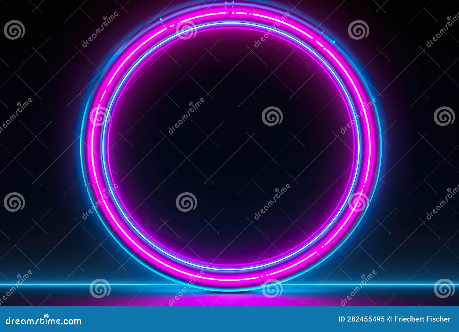 A Neon Circle with a Black Background. Generative AI Image. Stock ...