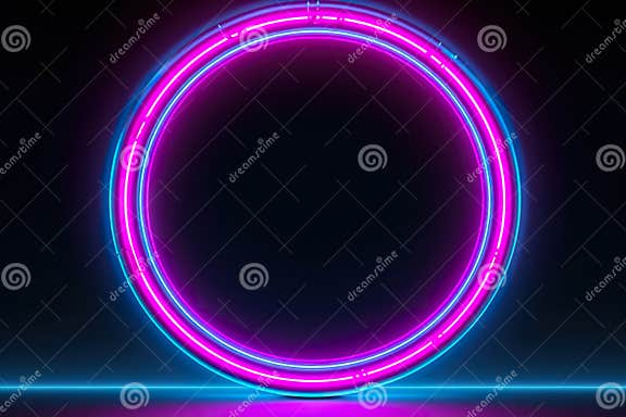 A Neon Circle with a Black Background. Generative AI Image. Stock ...