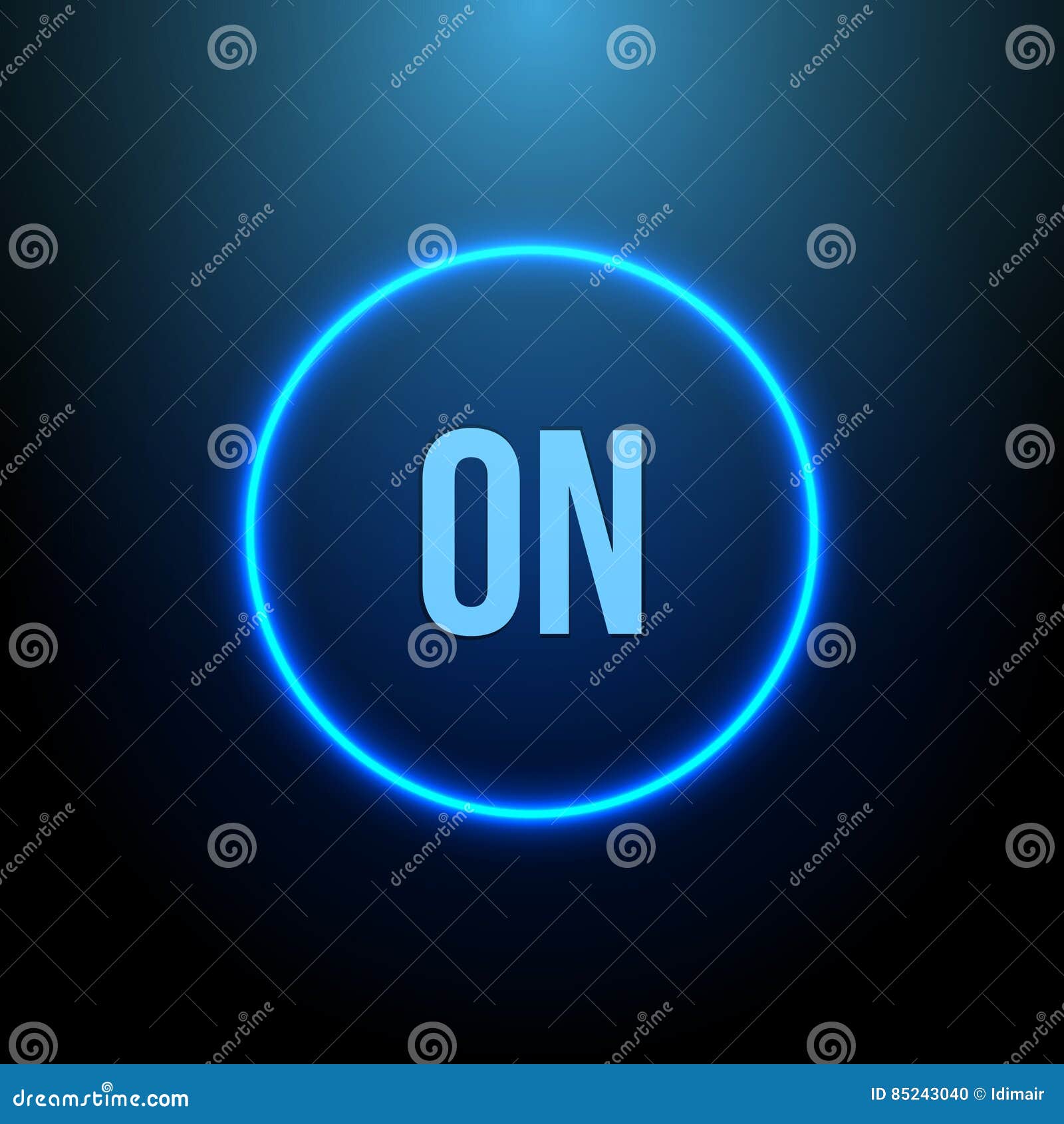 Neon Circle. Button with Blue Light Stock Vector - Illustration of ...