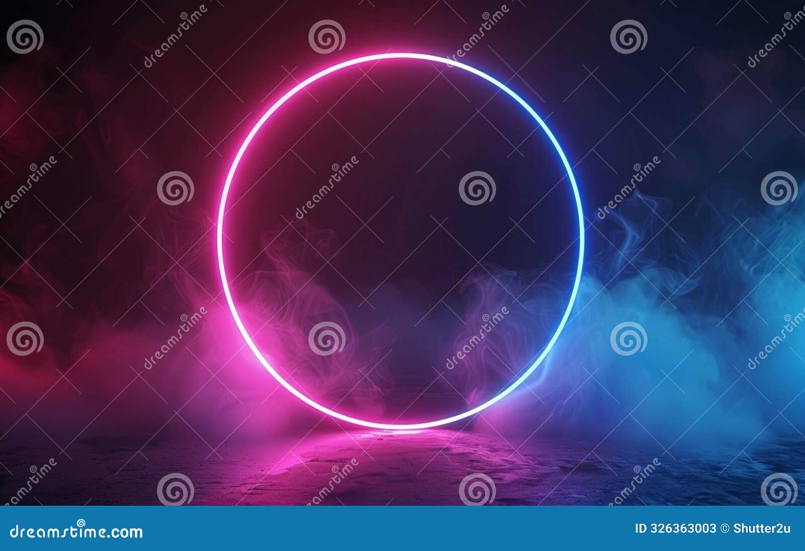 Neon Circle Frame Blue and Pink Light Dance Isolated Black Backdrop ...