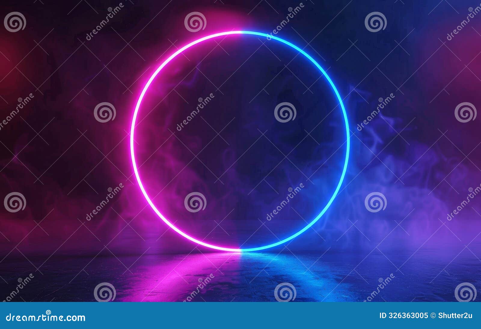 Neon Circle Frame Blue and Pink Light Dance Isolated Black Backdrop ...