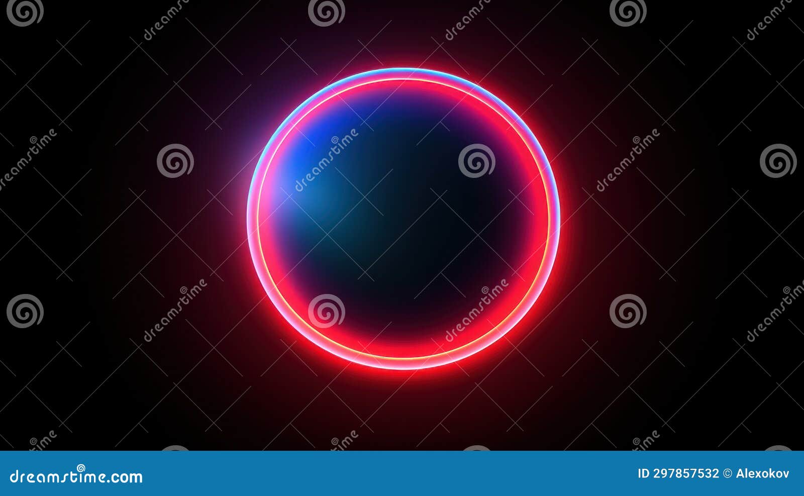 Neon Circle Frame with Red and Blue Lights on Dark Background ...