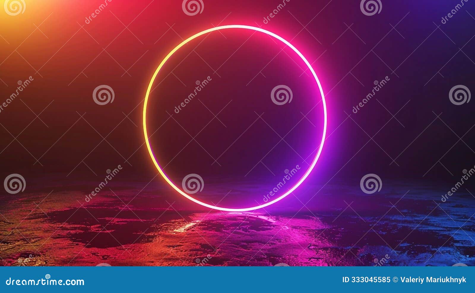 Neon Circle Glowing in Dark Abstract Background, Vivid Gradient ...