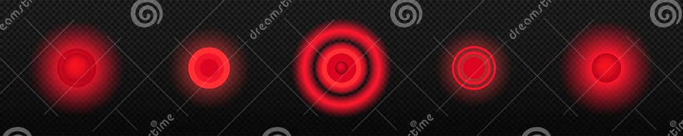 Neon Circle Glowing Dot. Round Transparent Colored Neon Red Point Stock ...