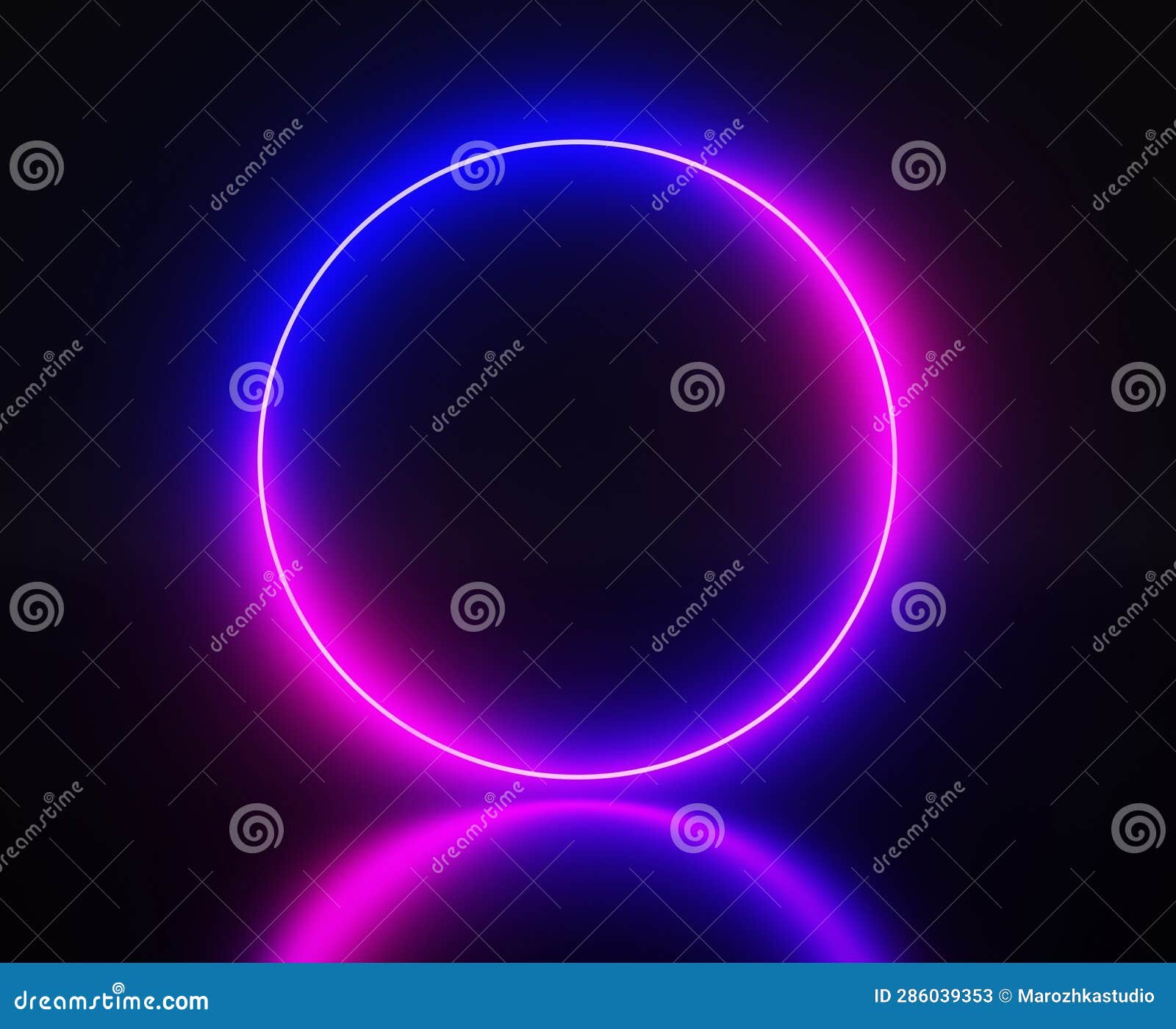 Neon Circle Light Frame, Empty Blue Pink Gradient Banner, Round Glow ...