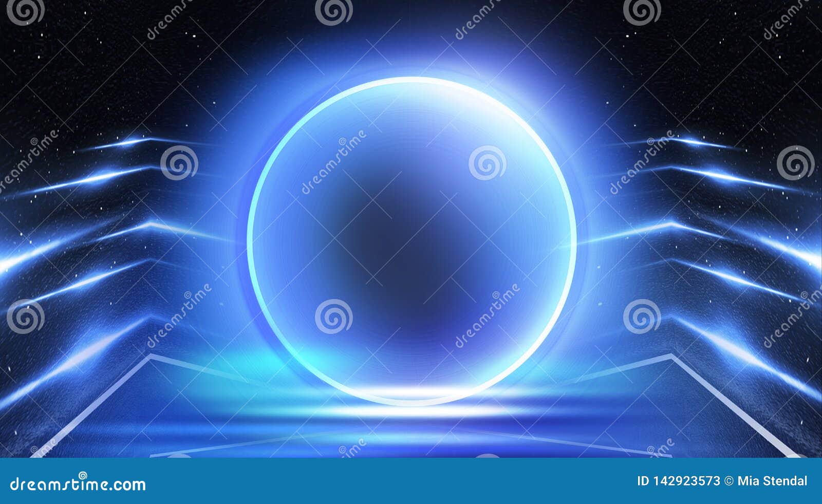 Neon Circle, Neon Lights. Neon Circle with Spotlights. Abstract Light ...