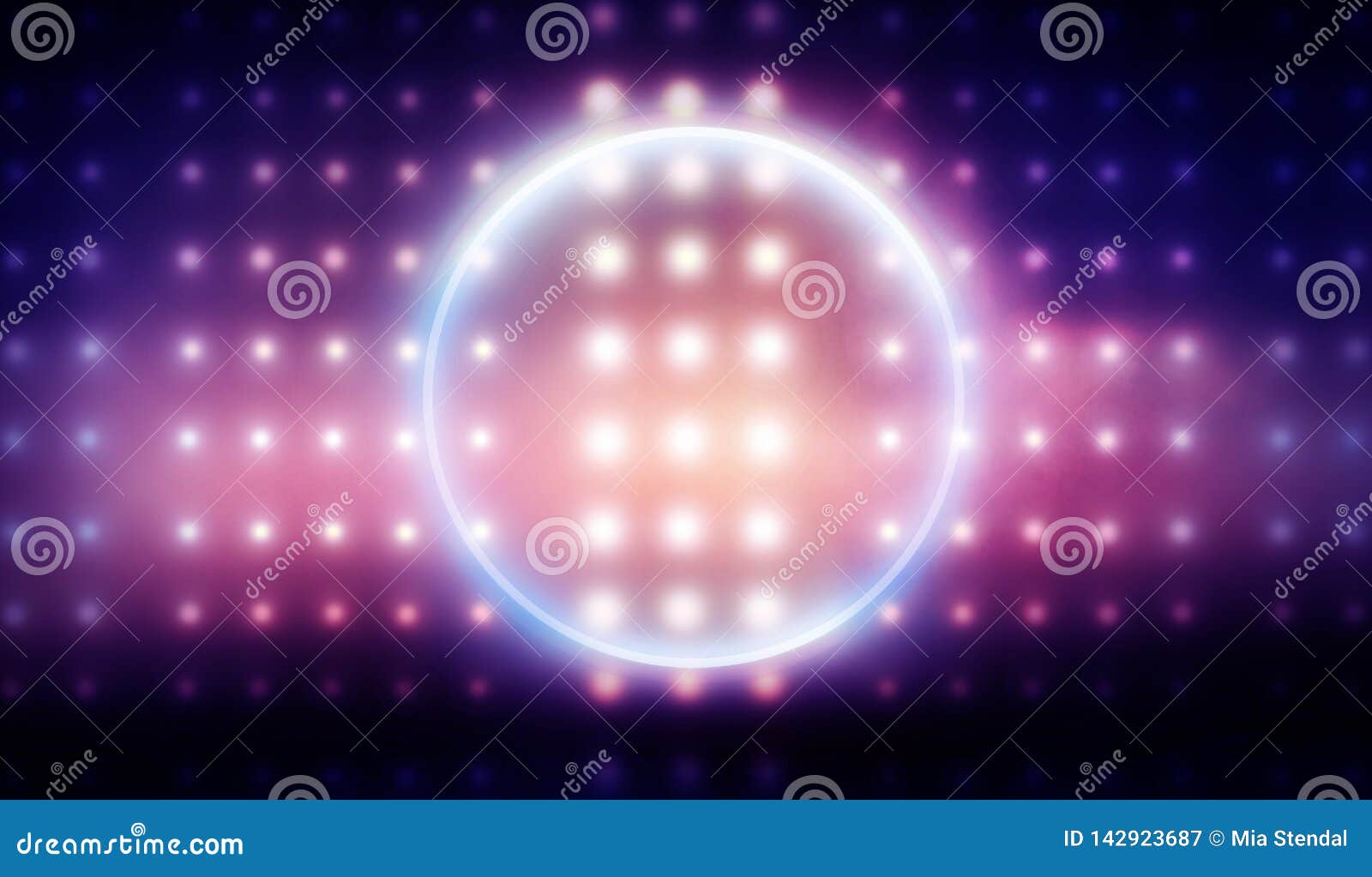 Neon Circle, Neon Lights. Neon Circle with Spotlights. Abstract Light ...