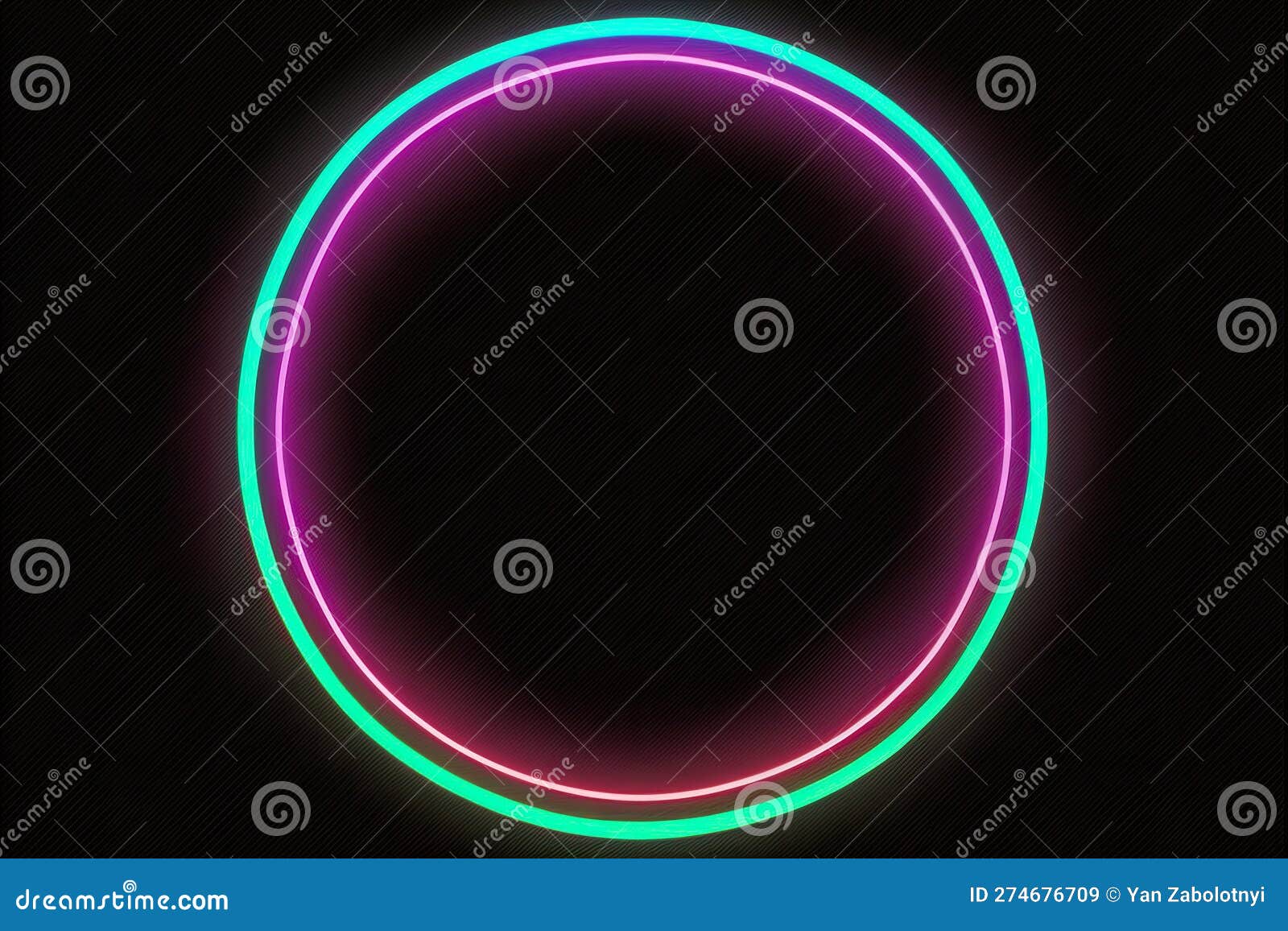 A Neon Circle Outline on a Black Background. Generative AI Stock ...