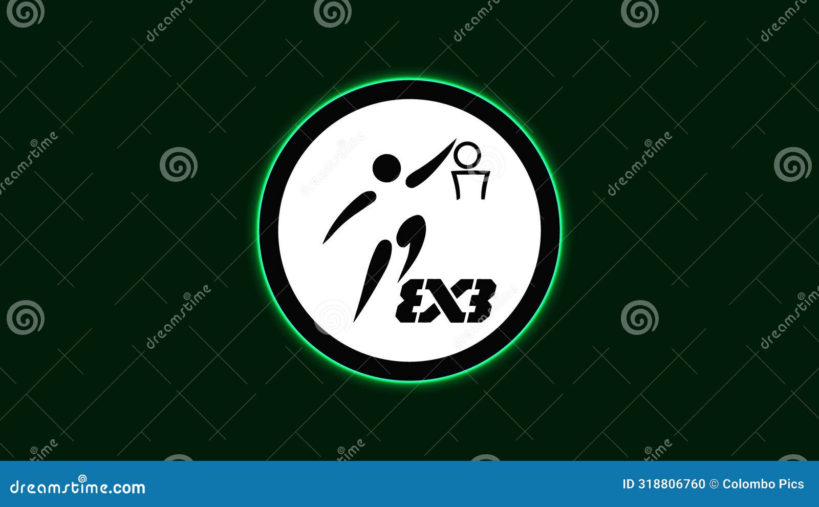 3x3 Basketball Logo Neon Light Board View Dark Background Stock Photo ...