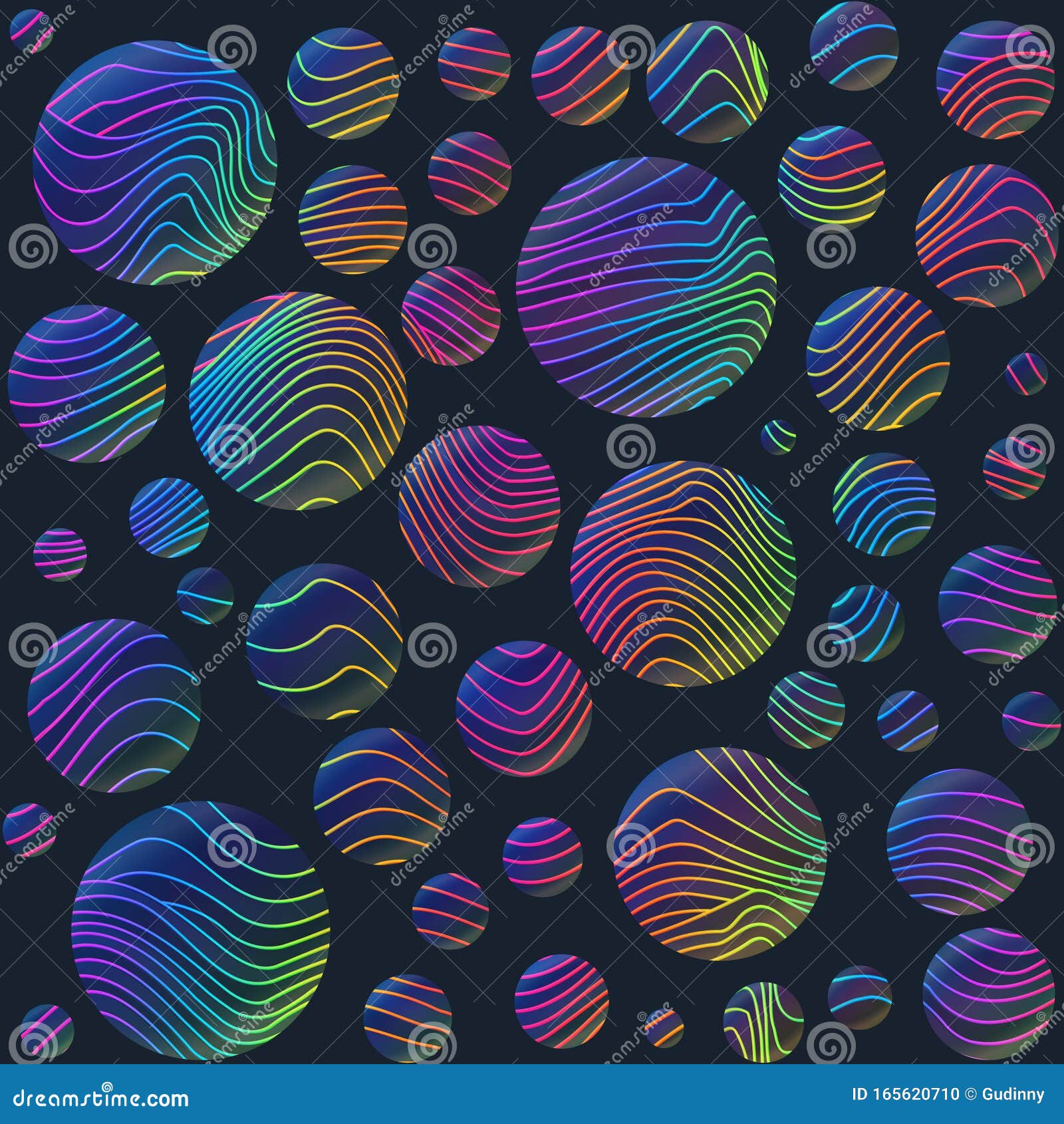 Neon Circle Seamless Pattern Stock Vector - Illustration of blue, light ...