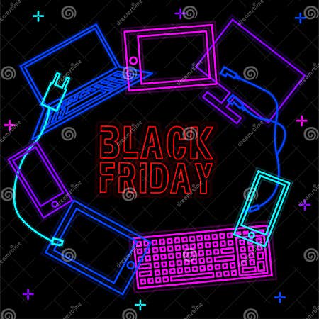 Neon circle of technics stock vector. Illustration of design - 103417645