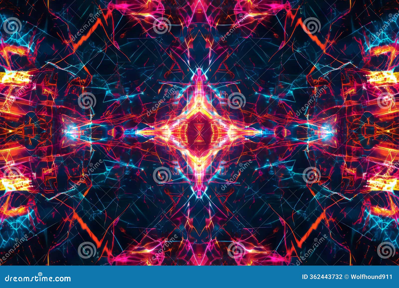 A Neon Circuit Board Pattern with Pulsating Electric Currents ...
