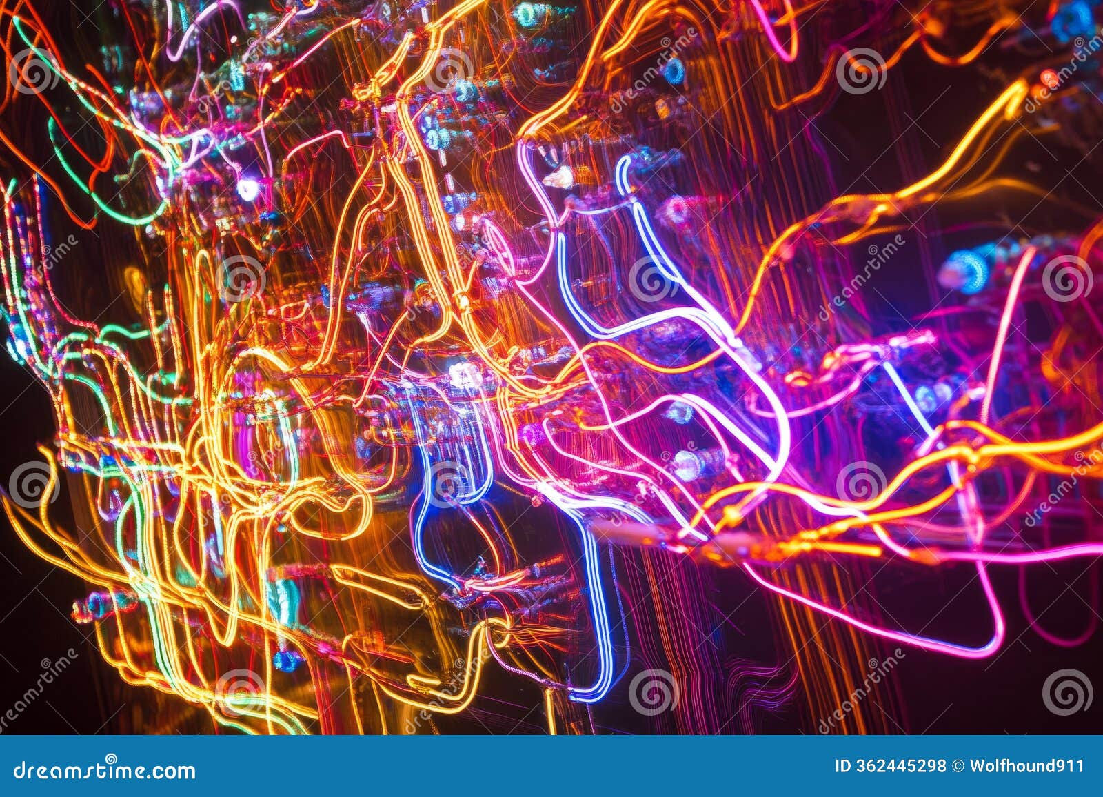A Neon Circuit Board Pattern with Pulsating Electric Currents ...
