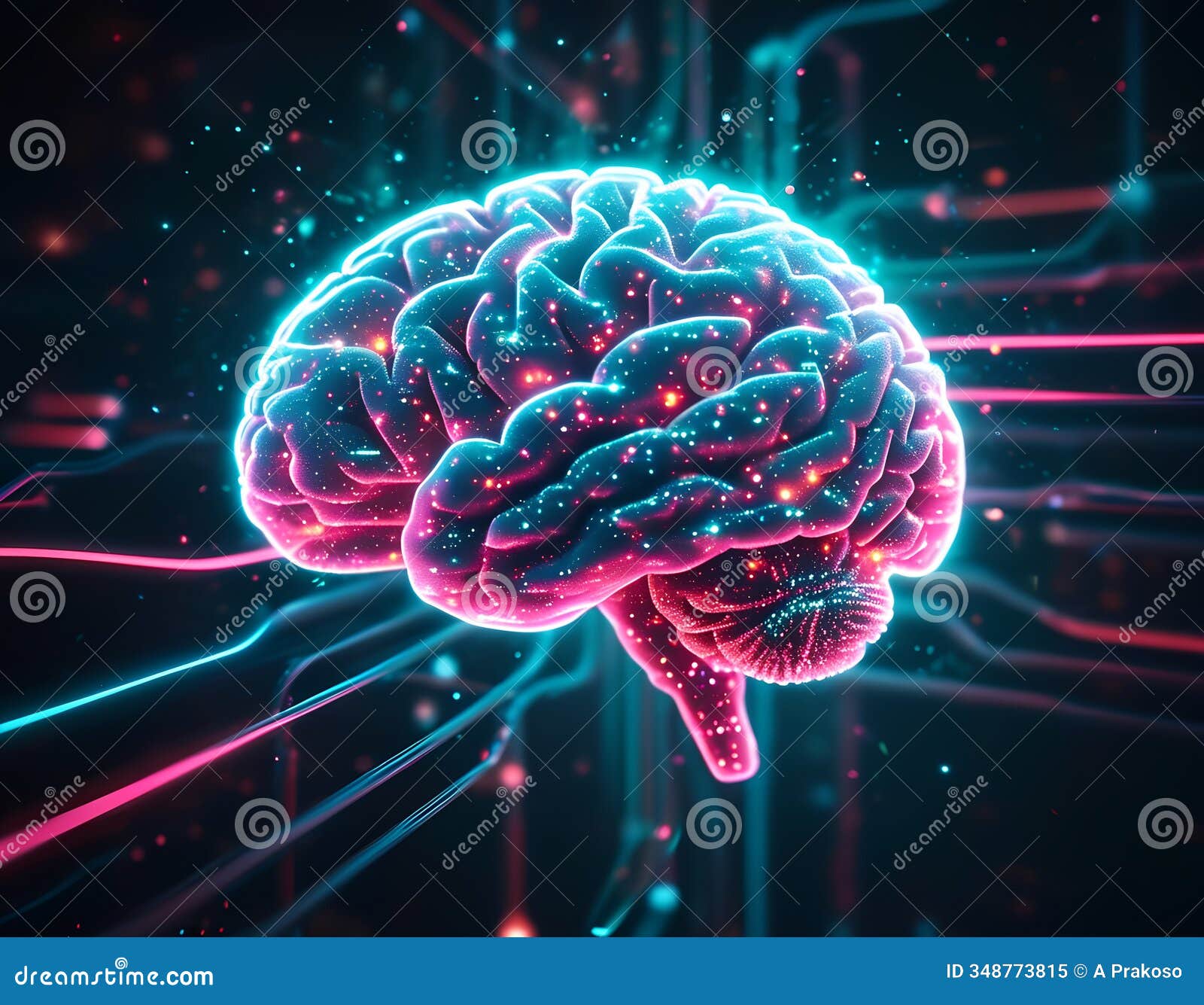 Neon Circuit Brain a Fusion of Creativity and Technology Stock Image ...