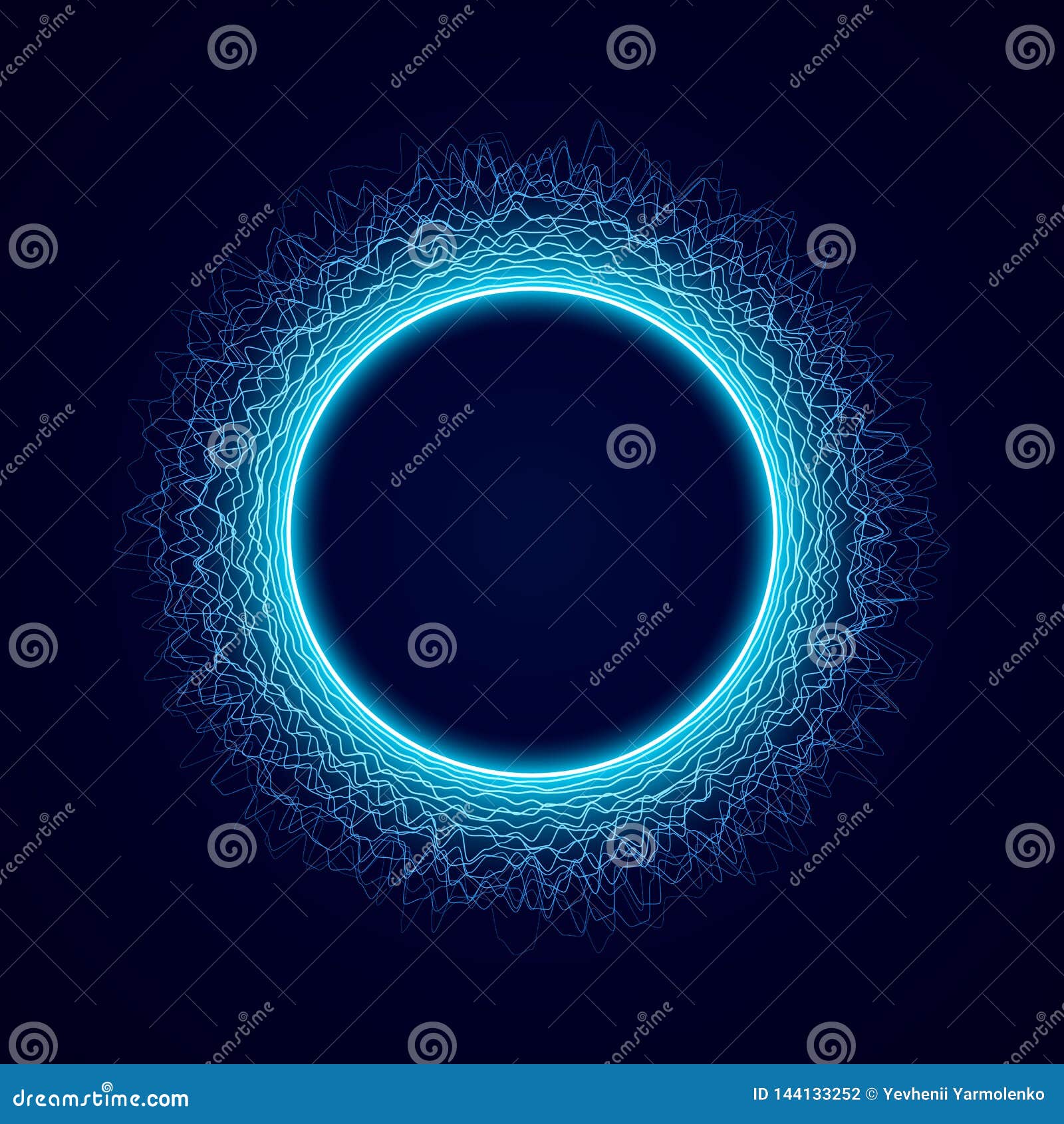 Neon Circular Shape Of Soundwave Form. Audio Equalizer. Sound Impulse ...