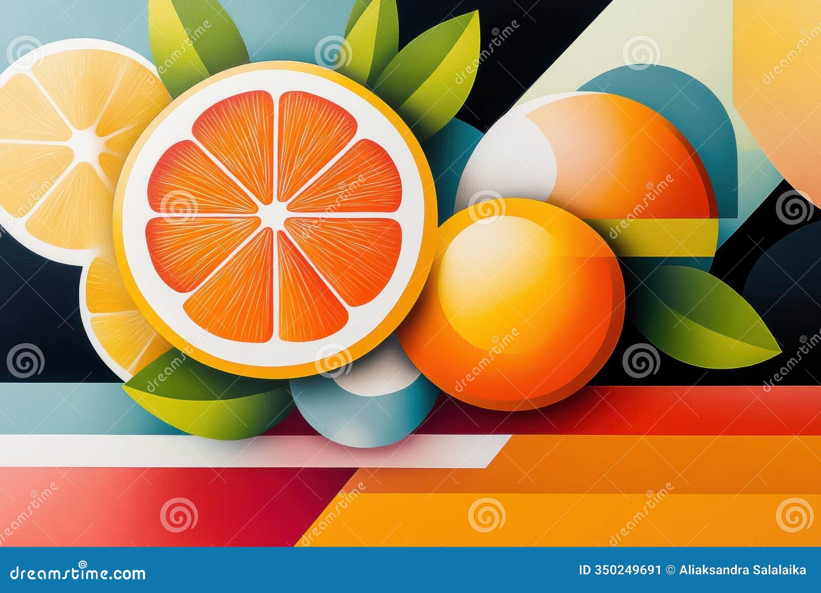 Neon Citrus Art, Vibrant Pop Art Featuring Citrus Fruits with Neon ...
