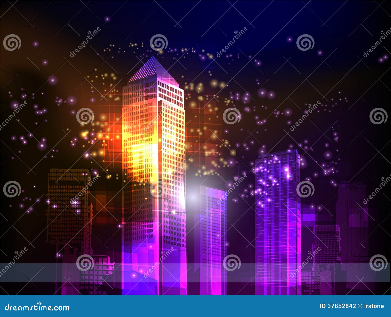 Neon City Banners. Cyberpunk Style Background, Downtown And Palms ...