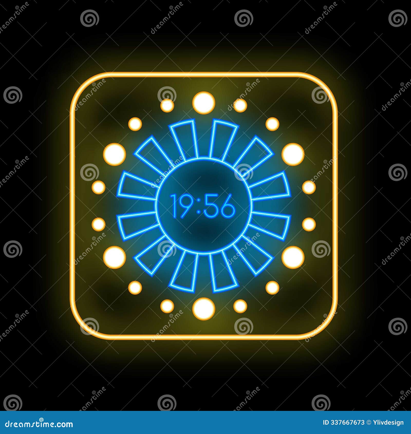 Neon Clock Showing Nineteen Fifty Six on a Dark Background Stock ...