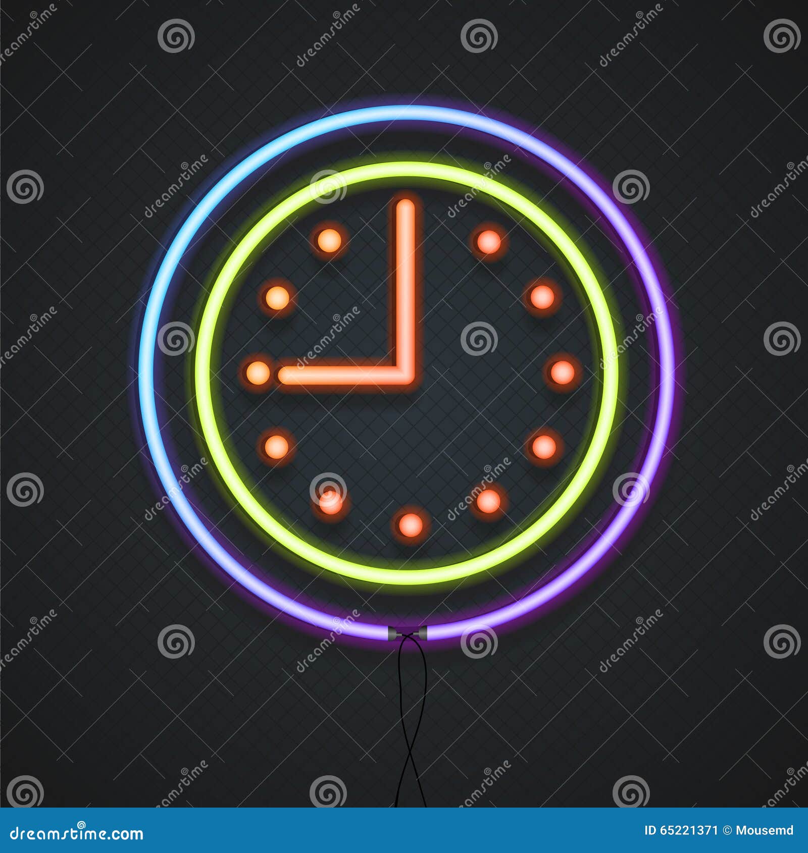 Neon Clock. Vector stock vector. Illustration of minute - 65221371
