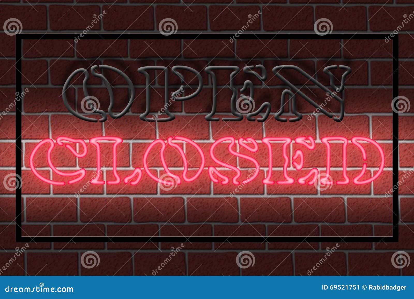 Neon CLOSED sign stock illustration. Illustration of neon - 69521751