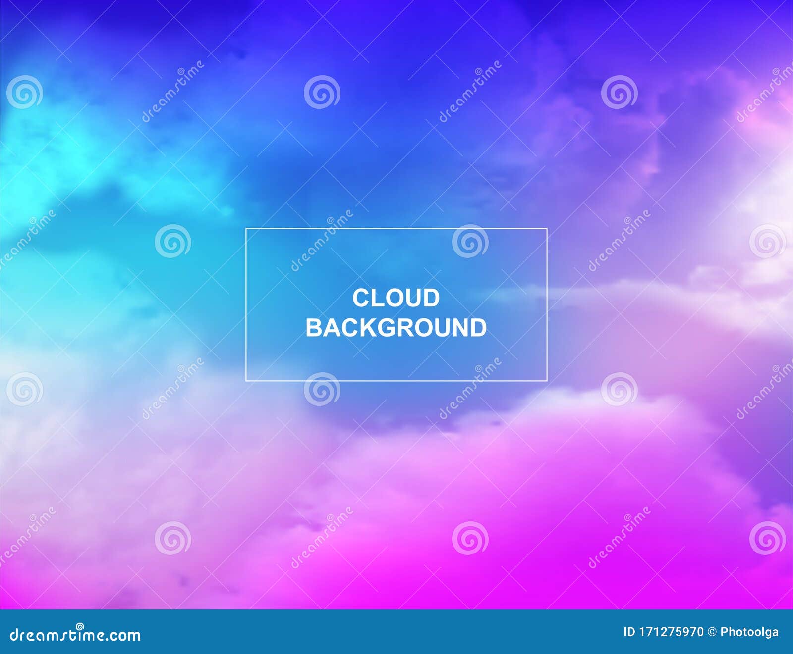 Neon Cloud Abstract Background. Realistic Clouds on Bright Vibrant Sky ...