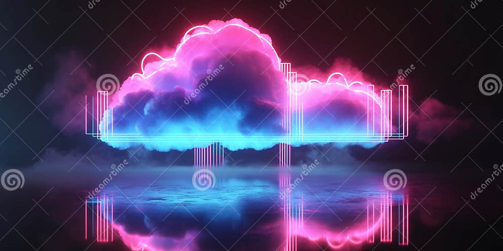 Neon Cloud Computing Abstract Digital Art High Quality Image Stock ...