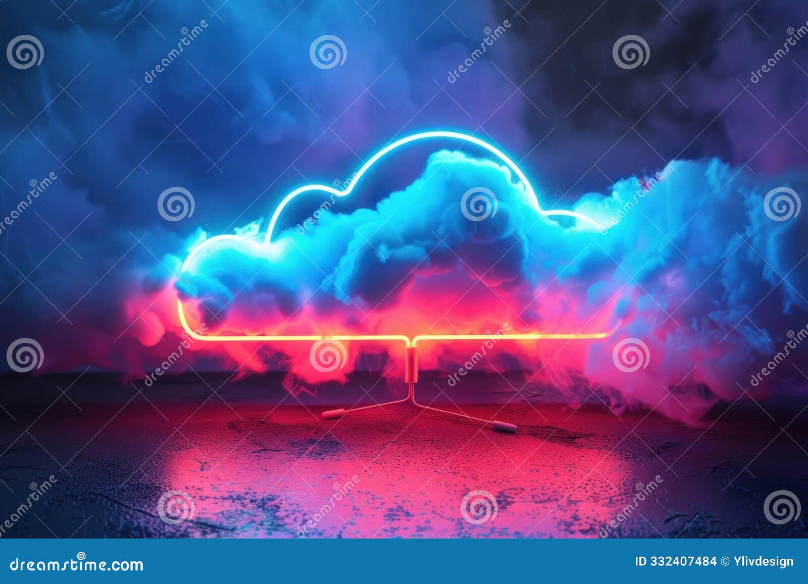 Neon Cloud Icon With Keyhole: Perfect Security Symbol For Octane Render ...