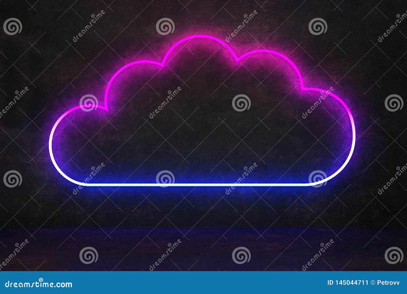 Neon Cloud Figure on Dark Wall Stock Image - Image of realistic, night ...