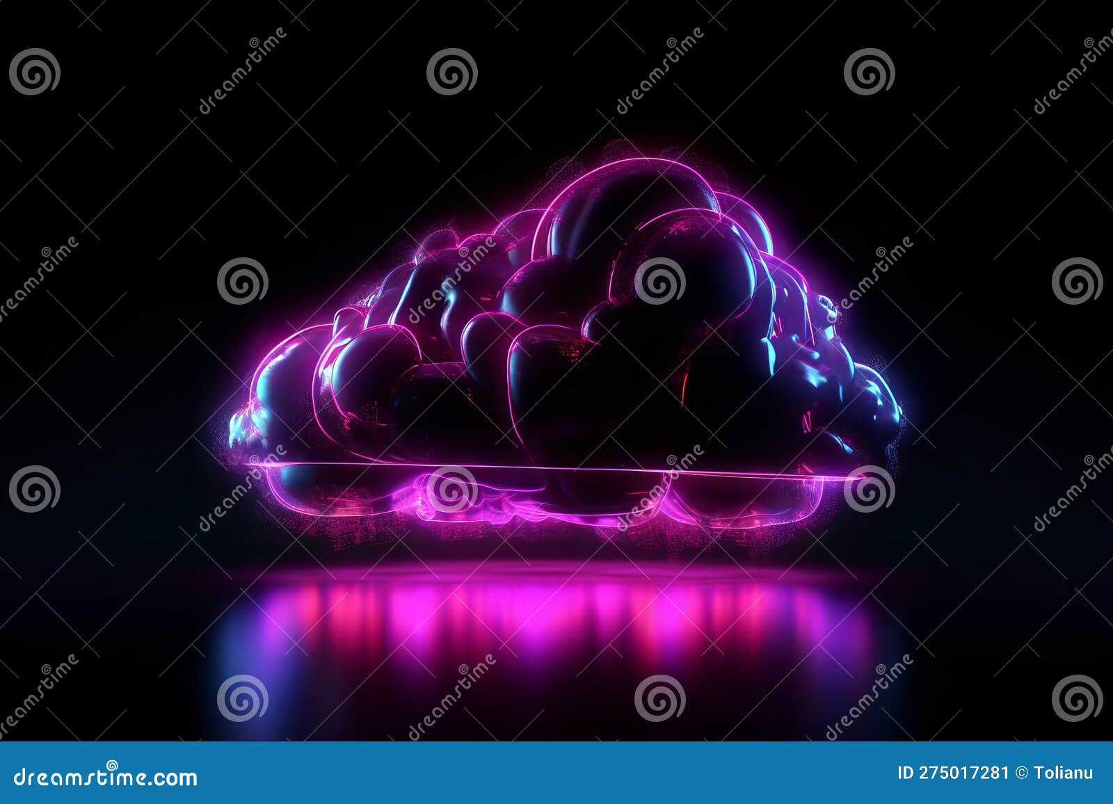 Neon Cloud Icon: Elegant Portrayal of Advanced Computing Technology ...