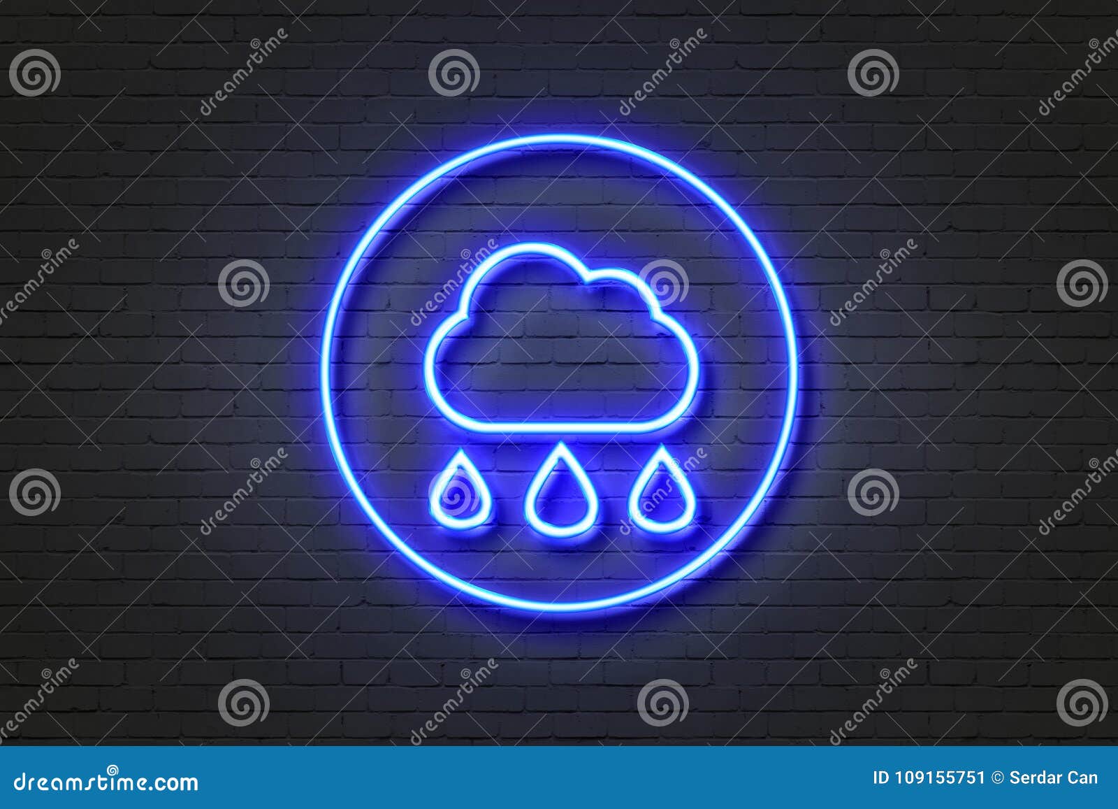 Neon cloud rain stock illustration. Illustration of georgian - 109155751