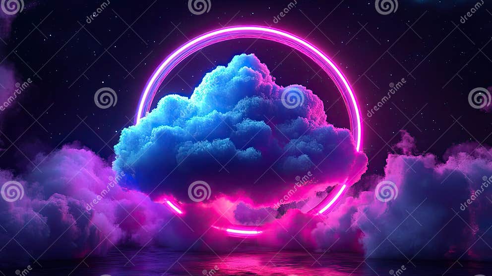Neon Cloud Ring stock illustration. Illustration of artistic - 349041256