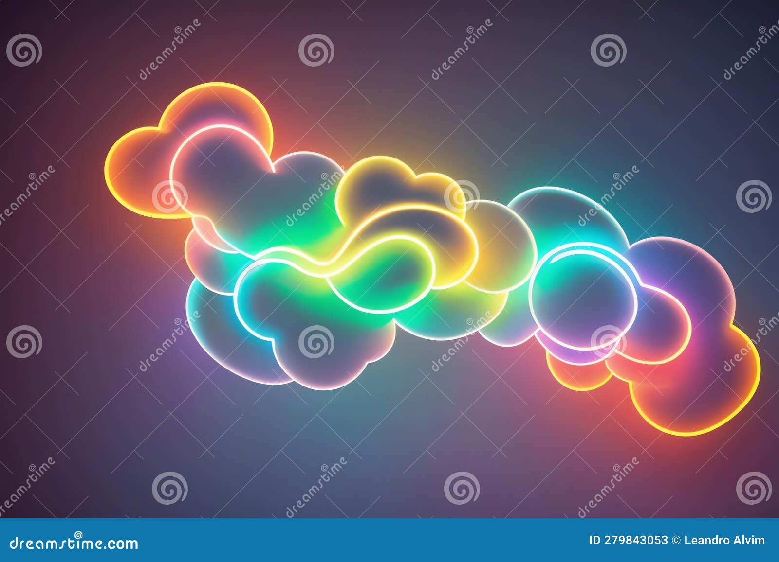 Neon Clouds .AI Generated stock illustration. Illustration of light ...
