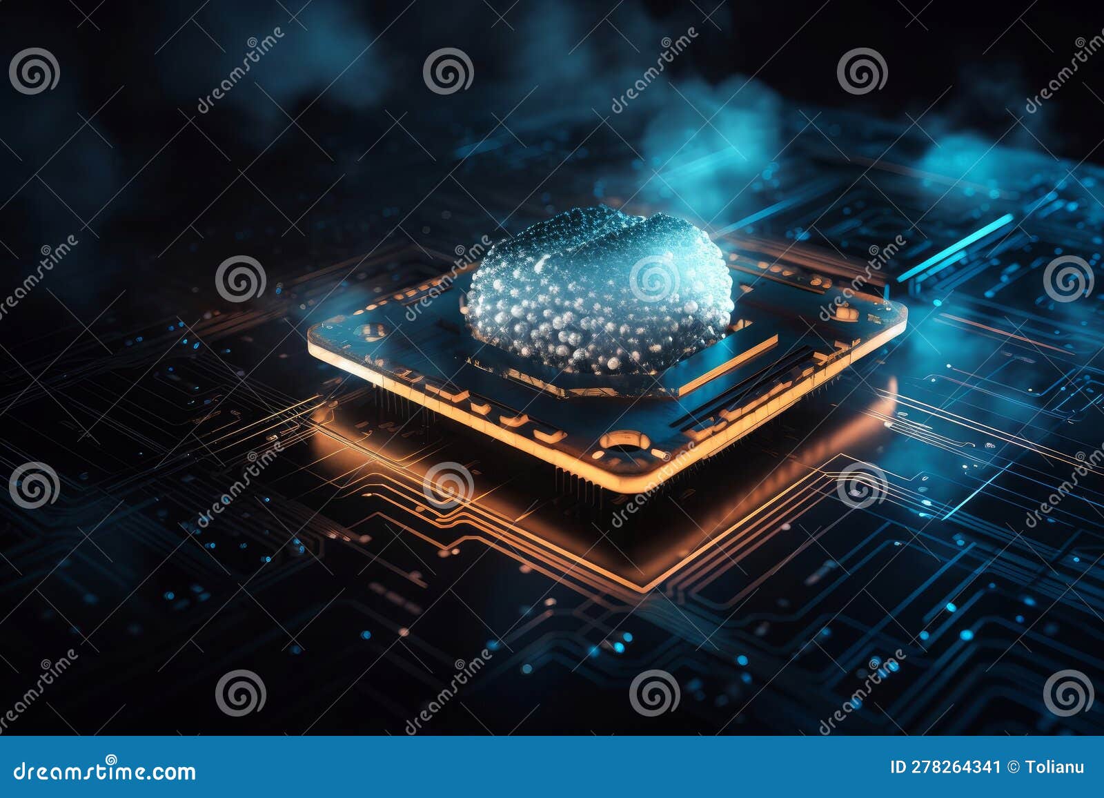 Neon Clouds Fuse with Microchip Tech in IoT World Stock Illustration ... Neon Clouds Fuse with Microchip Tech in IoT World Stock Illustration ...