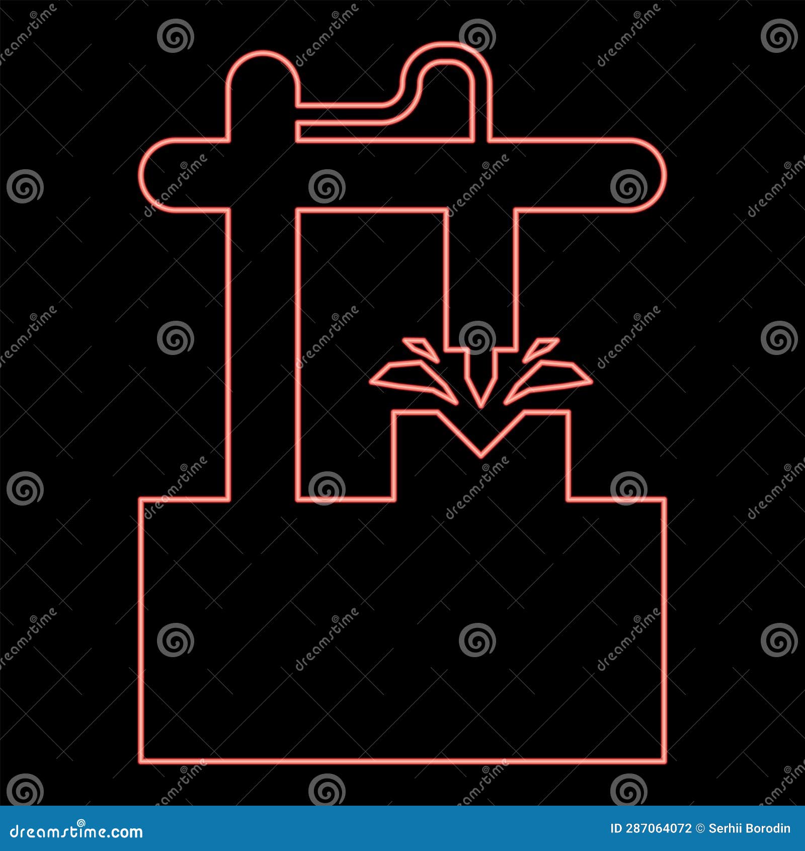 Neon Cnc 3D Milling Machine Technology Automated Concept Red Color ...