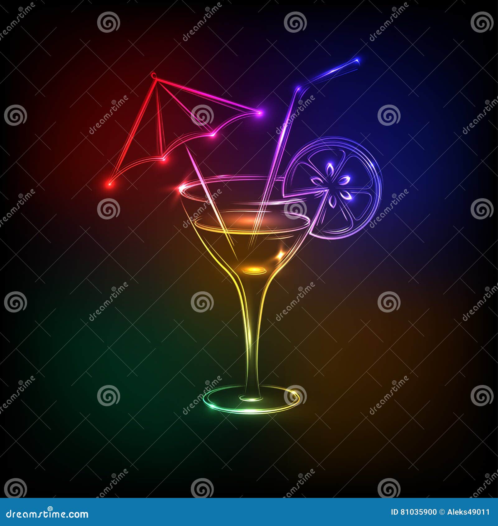Neon Cocktail Sign Vector Illustration | CartoonDealer.com #5565322