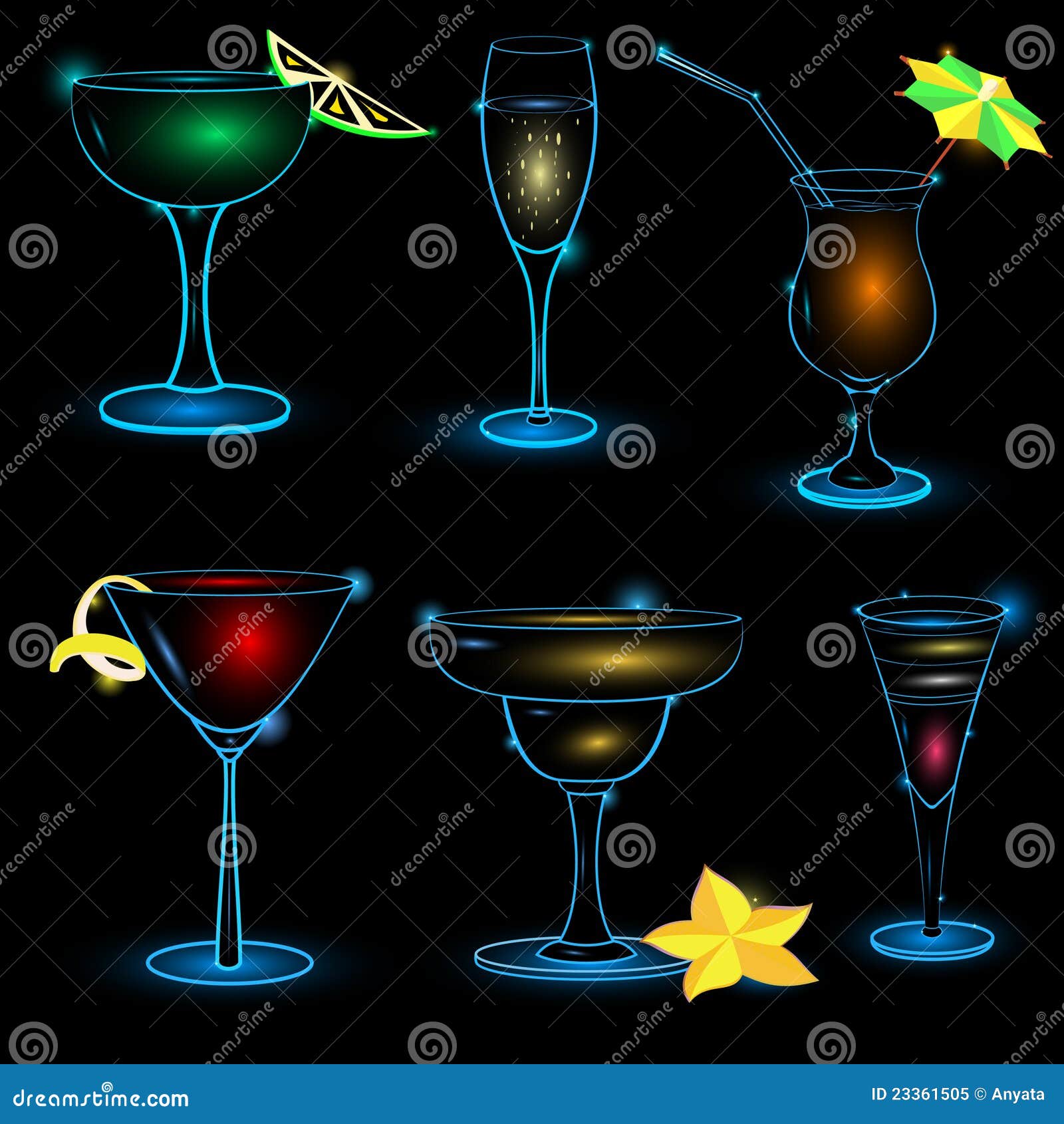 Neon Cocktail Bar Signboard. Cartoon Vector | CartoonDealer.com #221470533