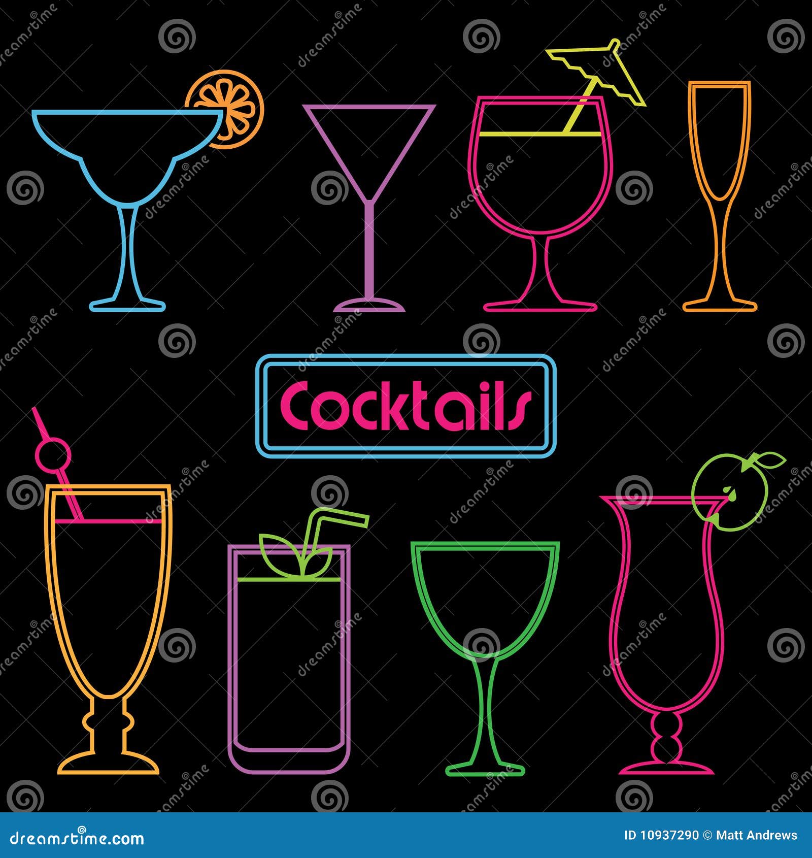 Neon Cocktail Signs Vector Illustration | CartoonDealer.com #10937290