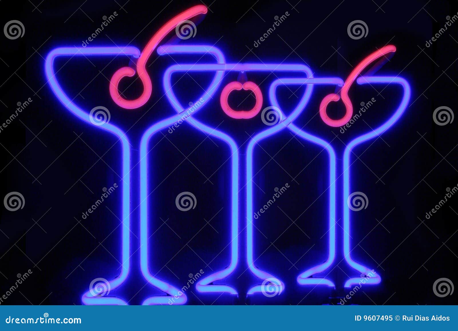 Neon cocktails stock image. Image of cherry, martini, neon - 9607495