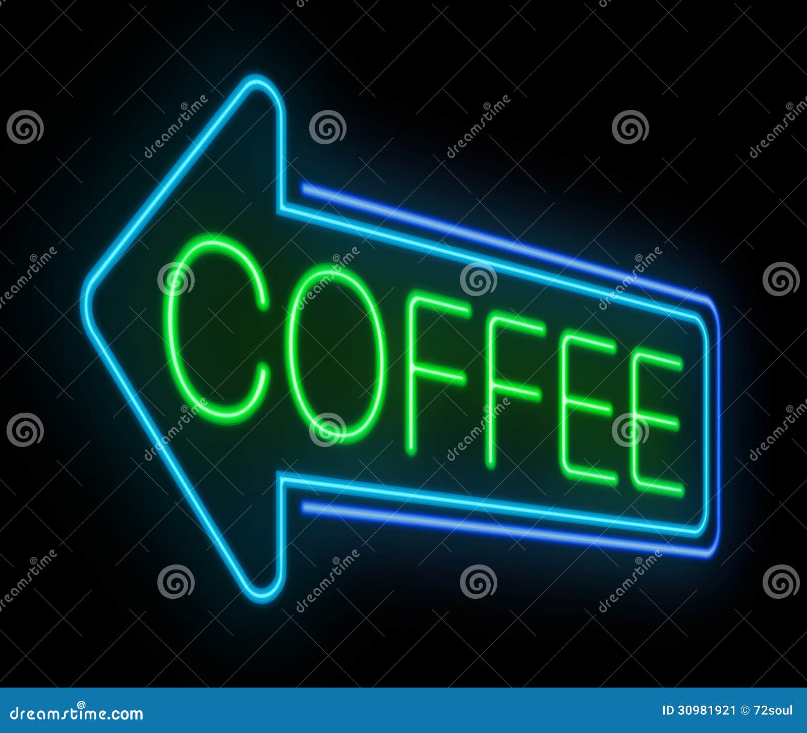 Neon coffee sign. stock illustration. Illustration of delicious - 30981921
