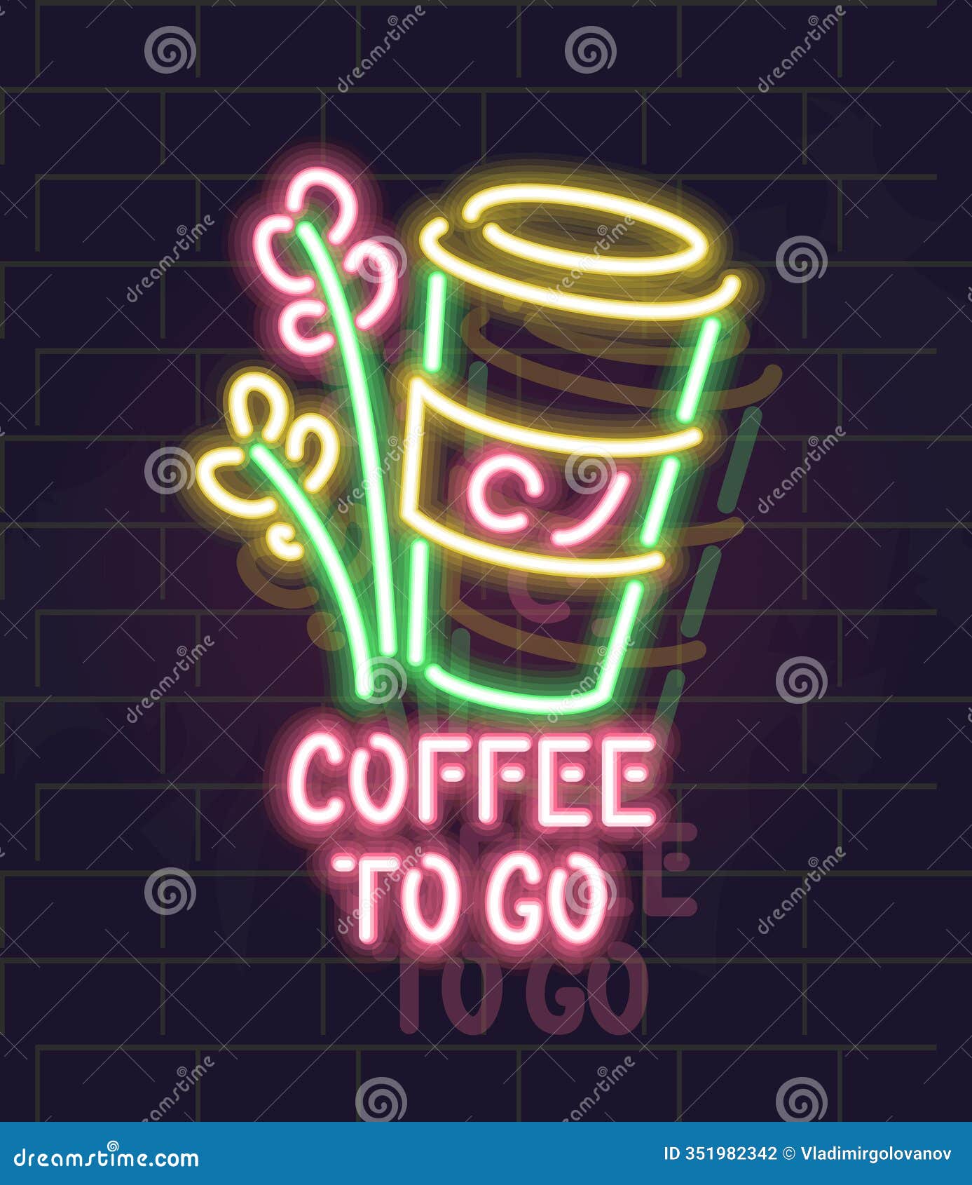 Neon Coffee House Print On Mug Mockup. Branding Identity Design Coffee ...