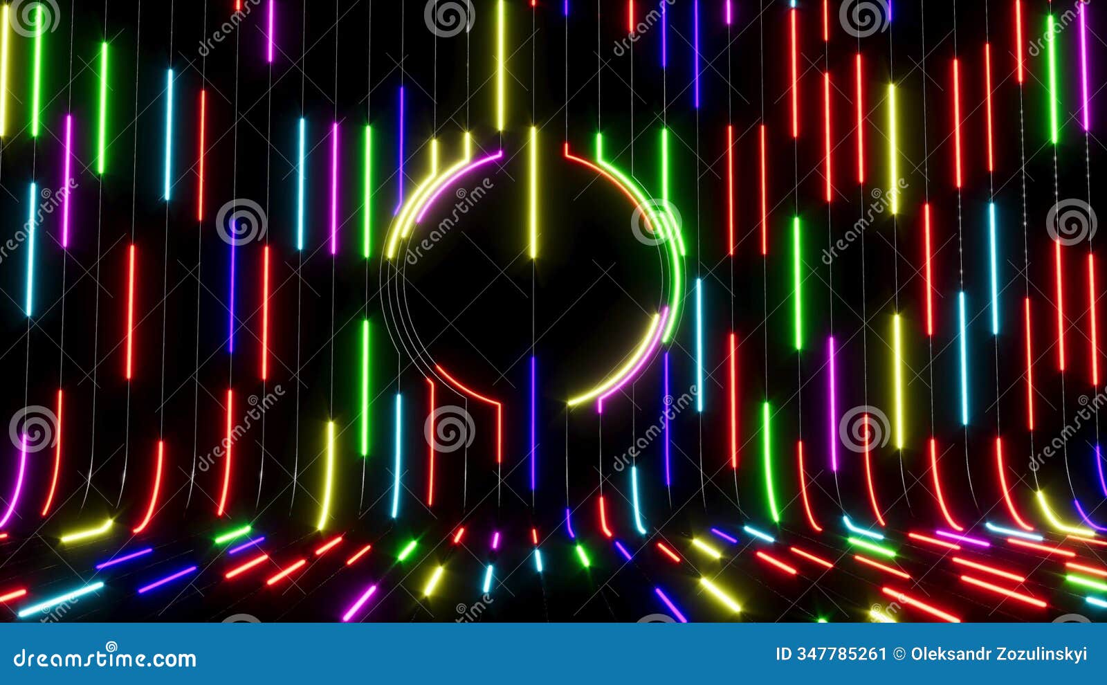 Neon Color Curve Line Mock Up 3d Stock Illustration - Illustration of ...