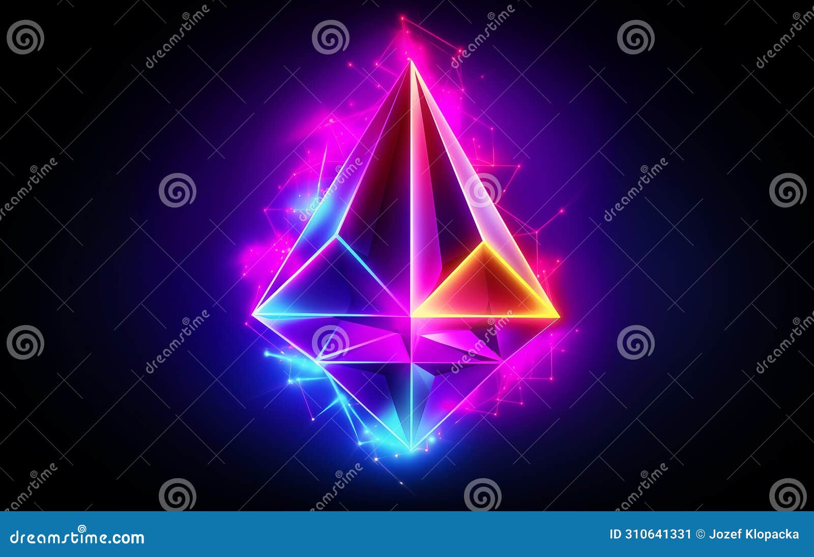 Neon Color Ethereum Logo on Abstract Background. Stock Illustration ...