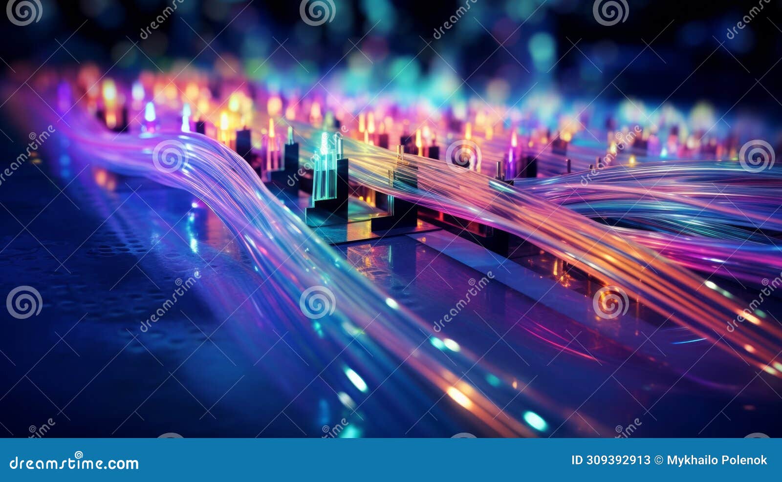 Neon Color Fiber Optic Cable. Neural Network AI Generated Stock Image ...