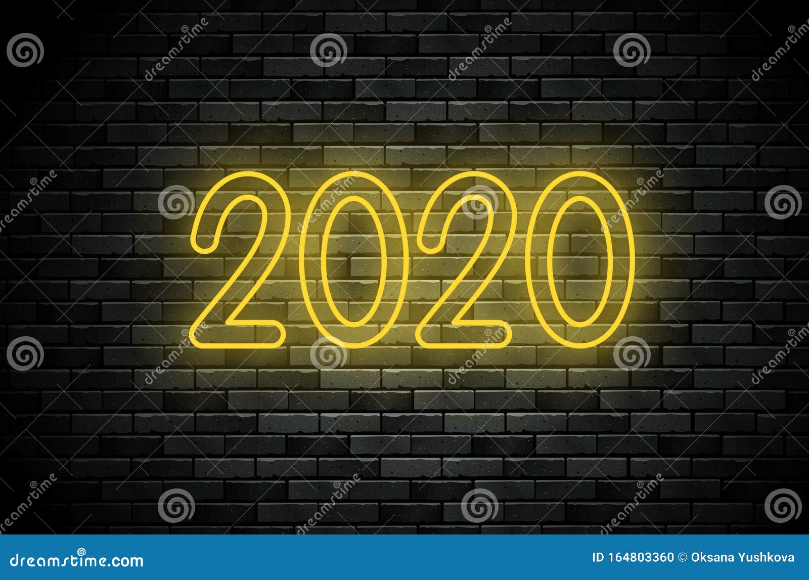 2020 Neon Color Numbers on the Wall Stock Illustration - Illustration ...