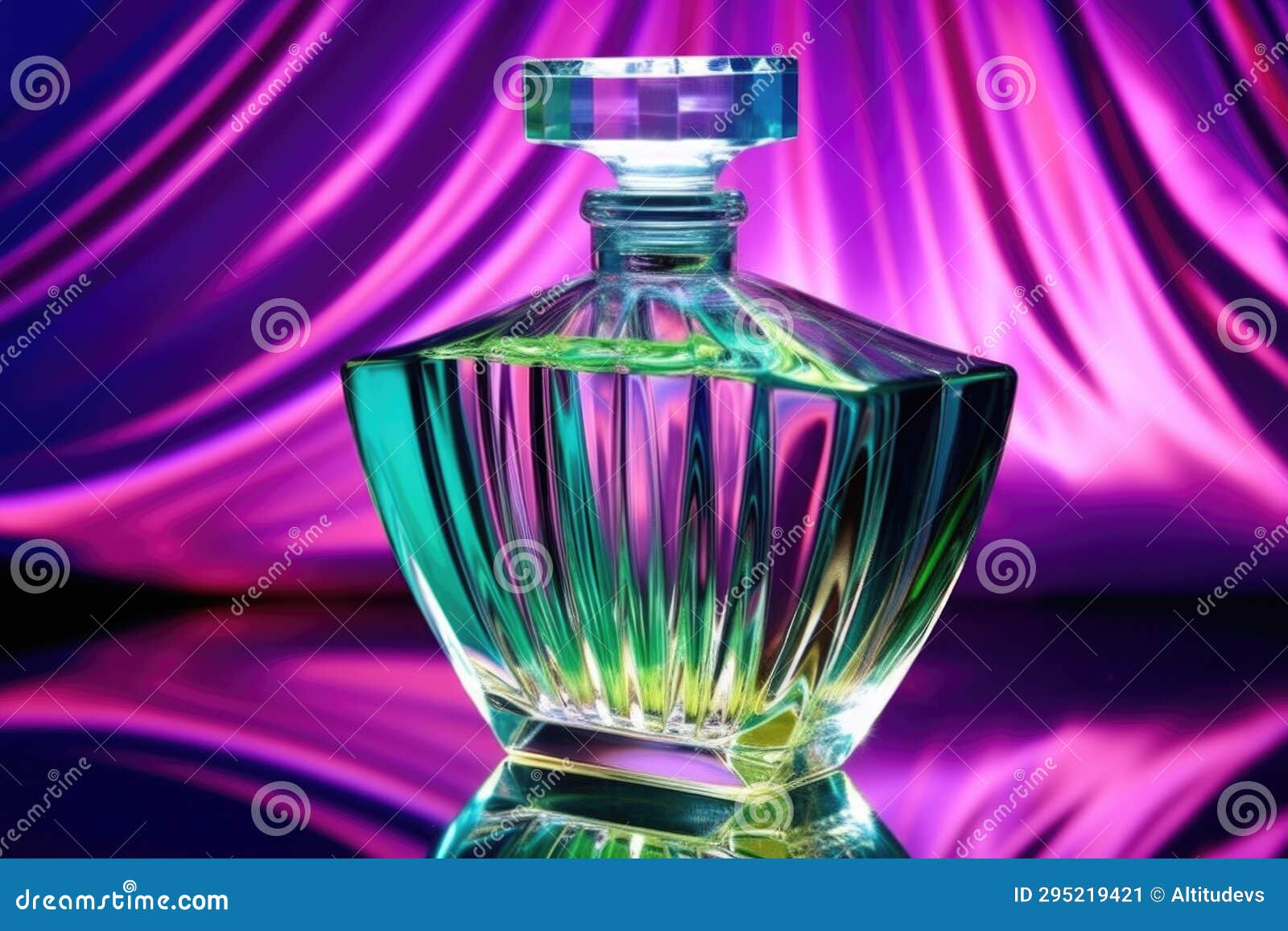 A Neon Color Perfume Bottle on a Matching Colored Background Stock ...