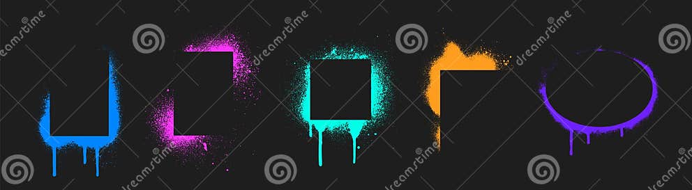Neon Color Spray Stencils Set Stock Image - Image of background ...