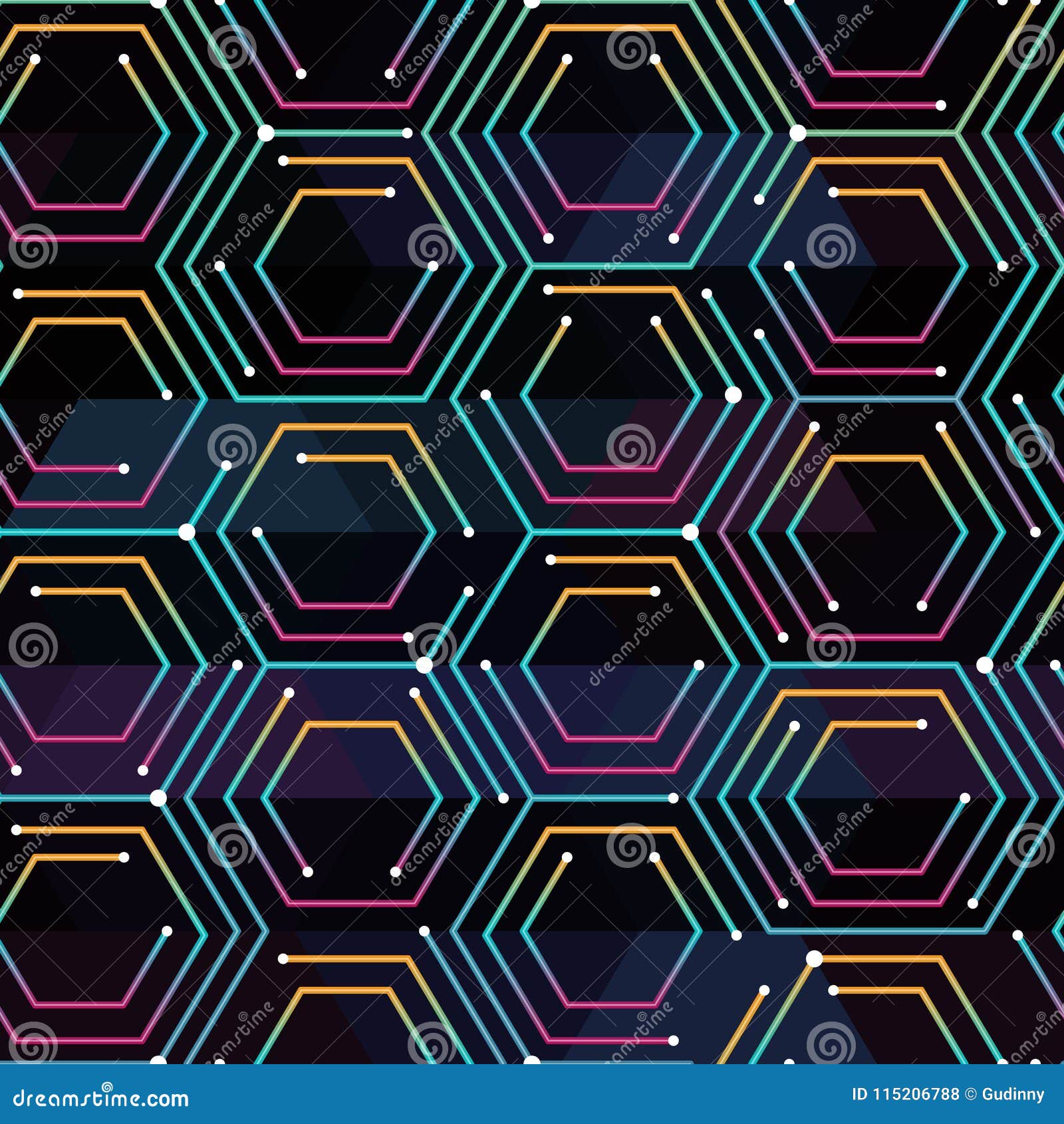 Neon color tech pattern stock vector. Illustration of futuristic ...