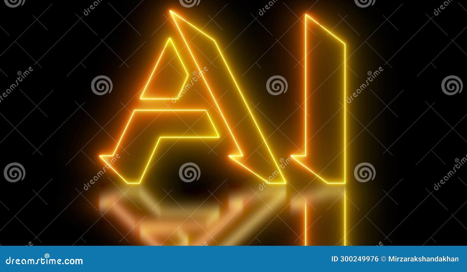 Neon-colored AI(Artificial Intelligence) Word Text Illustration with a ...
