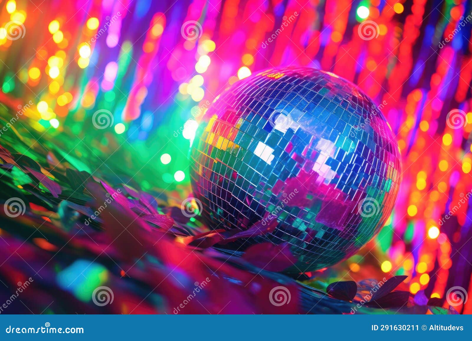 Neon Colored Disco Ball Close-up Stock Image - Image of ball, lights ...