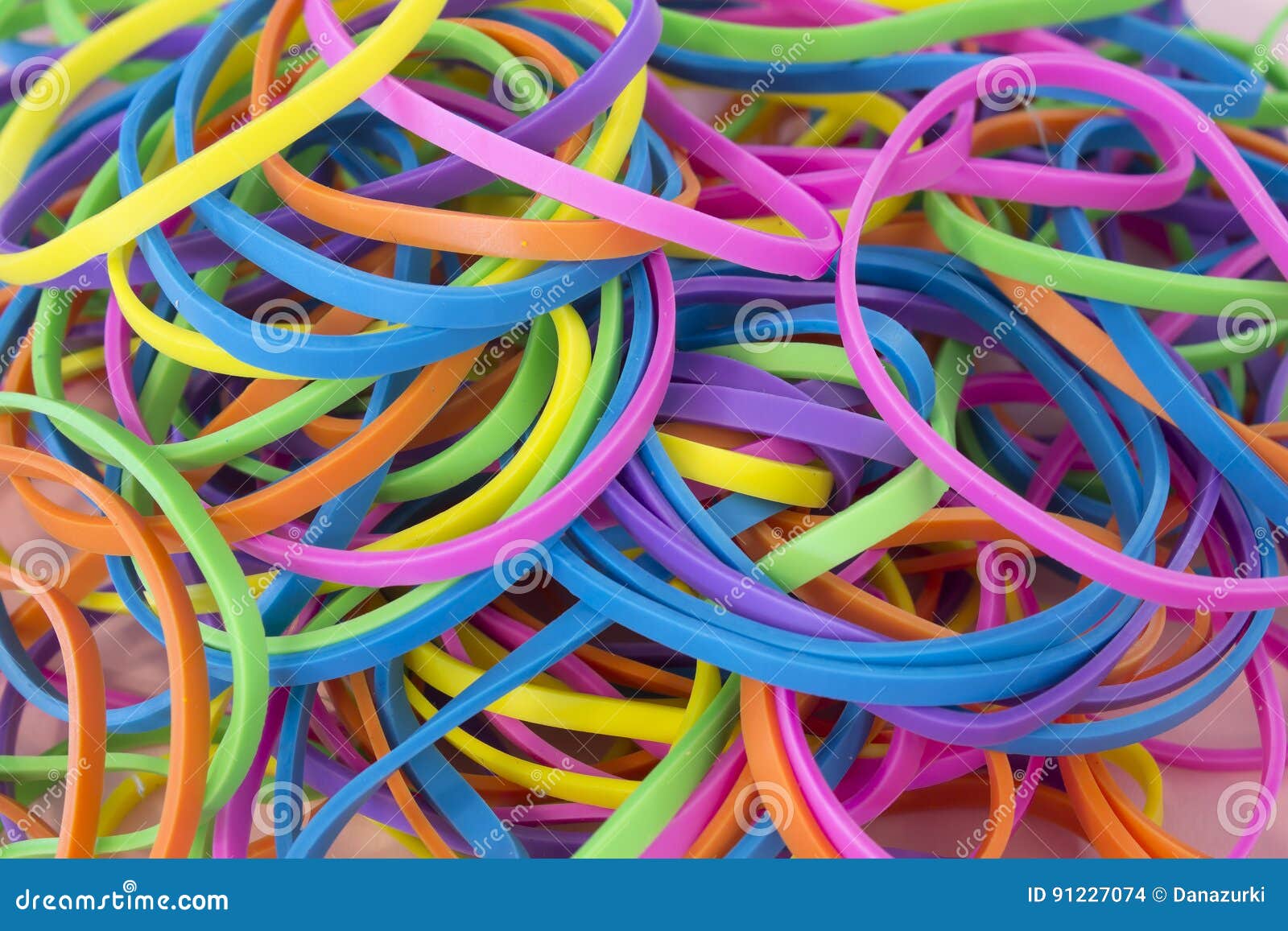 Neon Colored Elastic Rubber Bands Stock Photo - Image of object, pile ...
